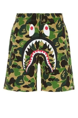 A BATHING APE Printed Cotton Abc Camo Shark Bermuda Shorts - Green