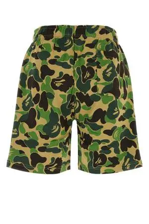A BATHING APE Printed Cotton Abc Camo Shark Bermuda Shorts - Green