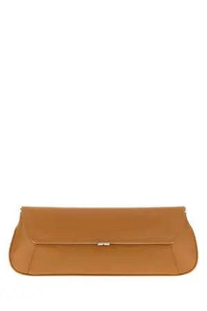 Amina Muaddi Camel Leather Ami Clutch