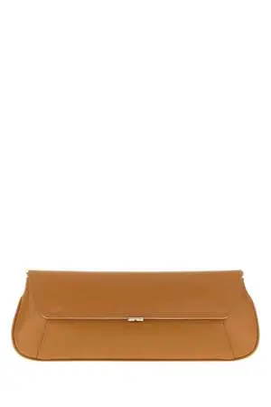 Amina Muaddi Leather Clutch - Brown