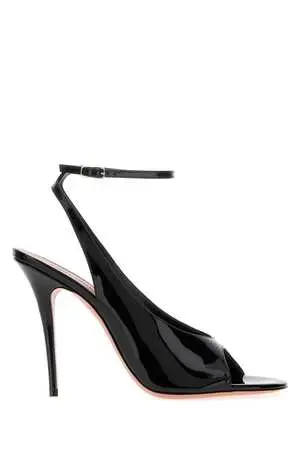 Amina Muaddi Leather Anok Sandals - Black