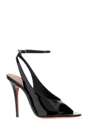Amina Muaddi Leather Anok Sandals - Black