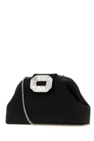 Amina Muaddi Satin Camelia Clutch