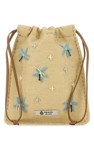 Prada Beige Canvas Phone Holder - Brown