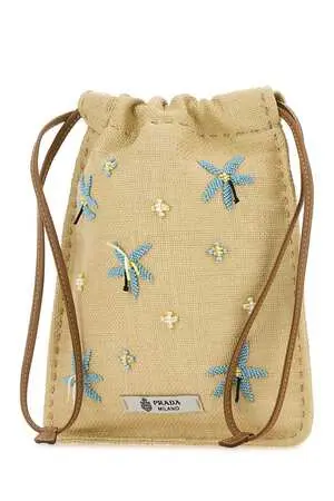 Prada Beige Canvas Phone Holder