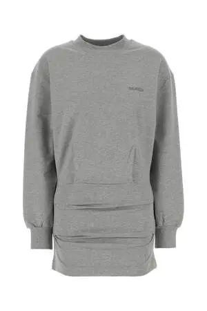 Attico Stretch Cotton Sweatshirt Mini Dress - Gray
