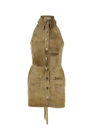 Blumarine Printed Denim Mini Dress - Brown
