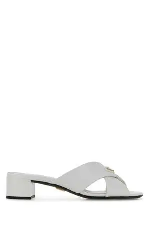 Prada Leather Mules - White