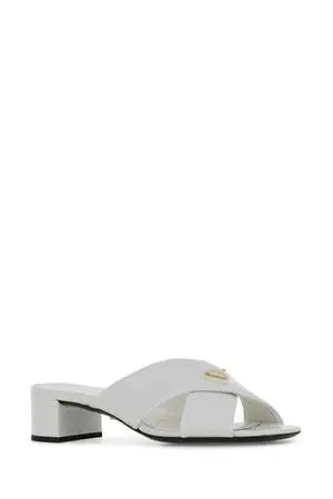 Prada Leather Mules - White
