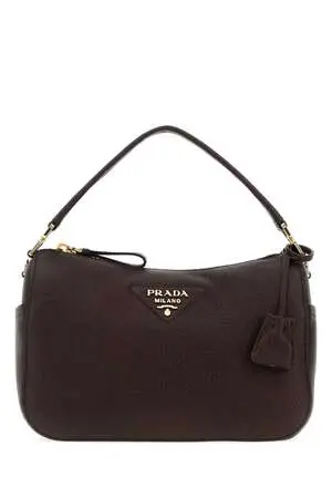 Prada Dark Leather Small Handbag - Brown