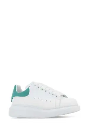 Alexander McQueen Leather Sneakers With Sea Green Suede Heel - White