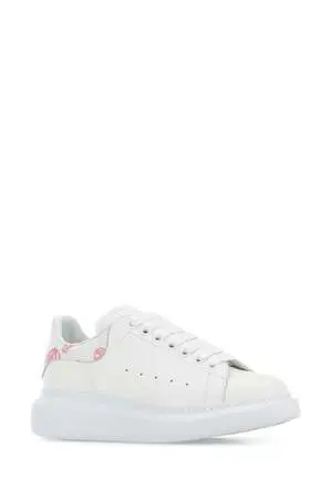 Alexander McQueen Leather Sneakers With Printed Leather Heel - White