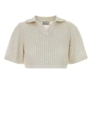 GIUSEPPE DI MORABITO Giuseppe Di Morabito Women White Crochet Polo Shirt