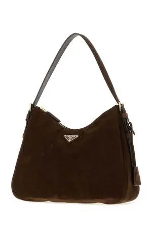 Prada Dark Suede Shoulder Bag