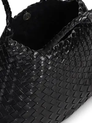 Dragon Diffusion Santa Croce Big Bag In Woven Leather - Black
