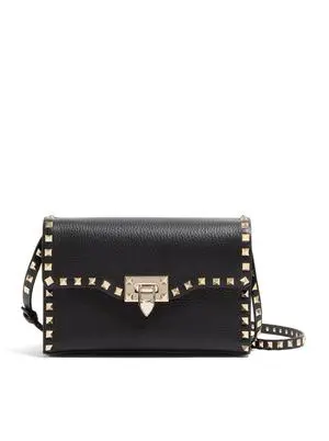 Valentino Garavani Rockstud Small Garnet Calfskin Crossbody Bag - Black