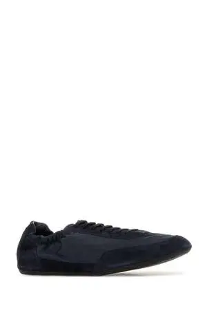 Prada Navy Nylon And Suede Sneakers - Blue