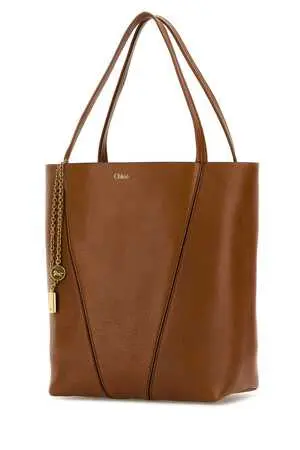Chloé Leather Spin Shopping Bag - Brown