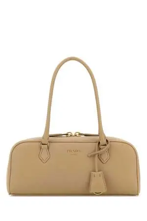 Prada Beige Leather Medium Handbag - Brown