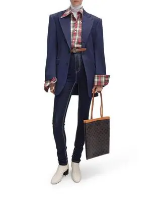 Celine Medium Flat Shopper In Triomphe Fabric