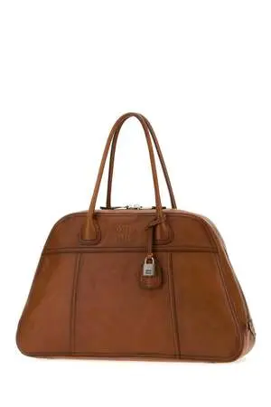 Miu Miu Camel Leather Vivant Shopping Bag