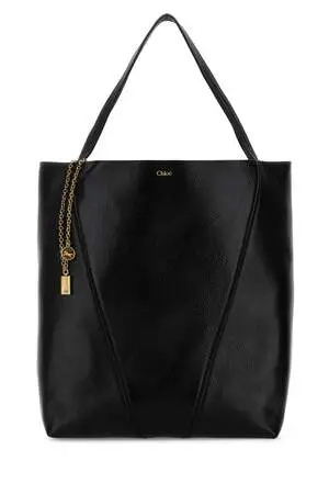 Chloé Leather Large Spin Shopping Bag - Black
