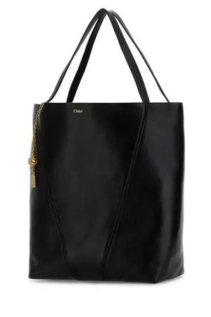 Chloé Leather Large Spin Shopping Bag - Black