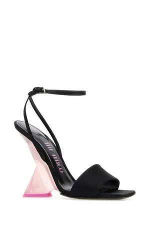 Attico Satin Cheope Sandals - Black