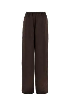 FERRAGAMO Dark Satin Palazzo Pant - Brown