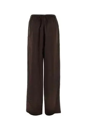 FERRAGAMO Dark Satin Palazzo Pant - Brown