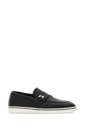 FERRAGAMO Leather Tancredi Loafers - Black