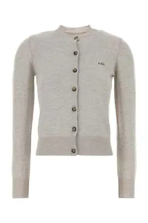 A.p.c. Melange Grey Wool Blend Rosa Cardigan - Gray