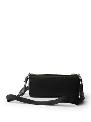 Prada Small Re-nylon And Leather Shoulder Bag With Padlock