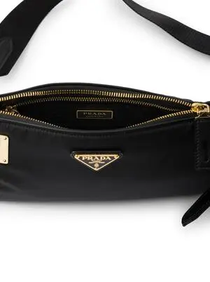 Prada Small Re-nylon And Leather Shoulder Bag With Padlock