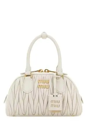 Miu Miu Ivory Nappa Leather Arcadie Handbag - White