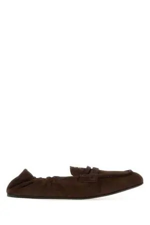 Miu Miu Dark Suede Leather Loafers - Brown