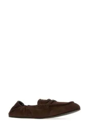 Miu Miu Dark Suede Leather Loafers