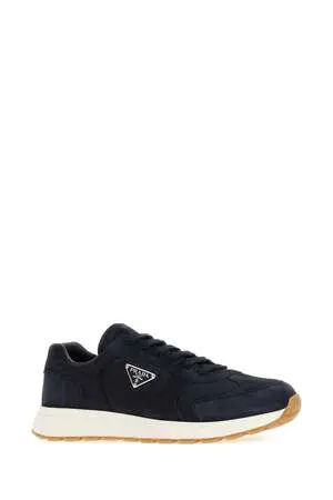 Prada Navy Re-nylon And Suede Sneakers