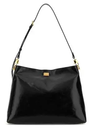 Dolce & Gabbana Leather Large Vittoria Shopping Bag - Black
