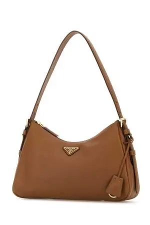 Prada Camel Leather Medium Aimee Shoulder Bag