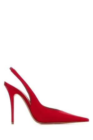 Amina Muaddi Satin Anok Pumps - Red
