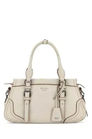 Prada Ivory Leather Large Handbag - White