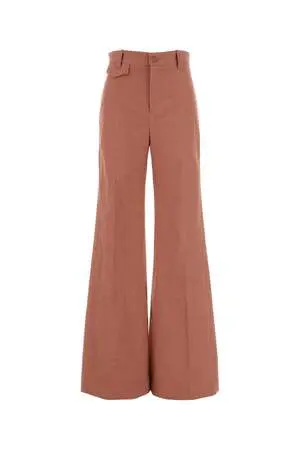 Chloé Dark Cotton Flared Leg Pant - Pink