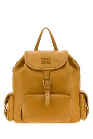 Miu Miu Mustard Nappa Leather Backpack - Yellow