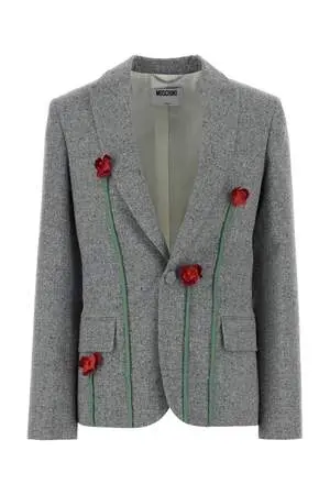 Moschino Silk Blend Blazer - Gray