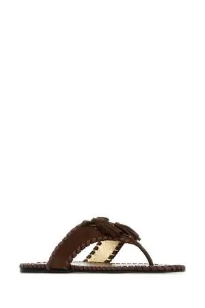 Prada Suede Thong Slippers - Brown