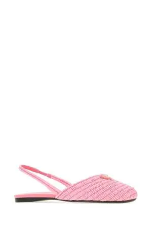 Prada Raffia Ballerinas - Pink