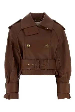Zimmermann Leather Trench Coat - Brown