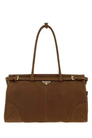 Prada Nabuk Large Bonnie Shopping Bag - Brown