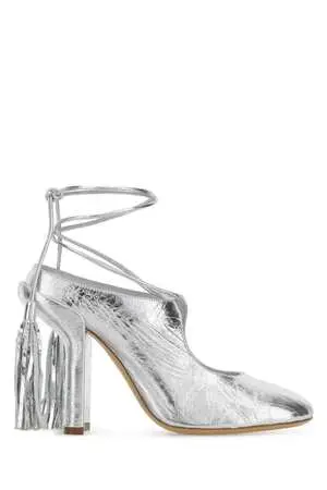 Dries Van Noten Leather Mules - Silver